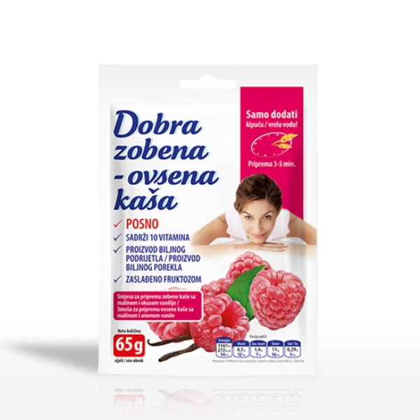 DOBRA OVSENA KAŠA SA MALINOM I UKUSOM VANILE 65G