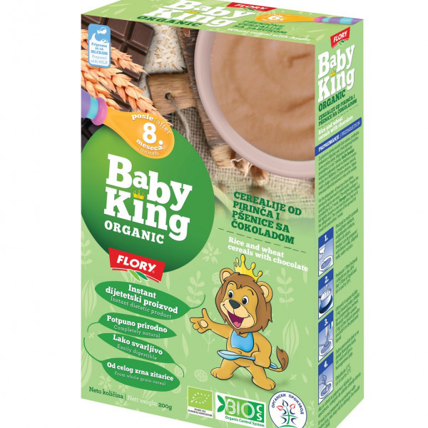 Baby king instant kaša pir. pše. čok. organic 200g