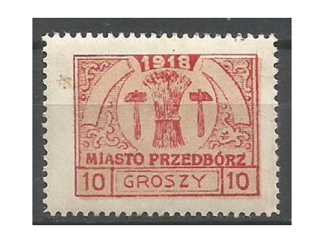 Poljska,Miasto Przedborz-Predeli 10 gr 1918.,čisto