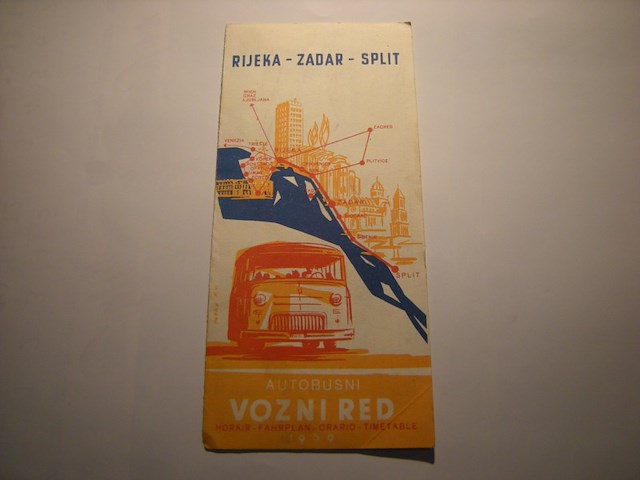 Autobusni red vožnje Rijeka-Zadar- Split 1959 god.