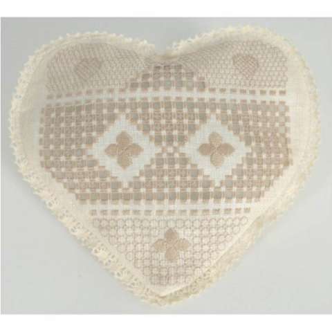 DMC SET ZA VEZ-ECRU HARDANGER LACE HEART