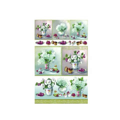 PAPIR ZA DEKUPAŽ 50x70 vases with white flowers an