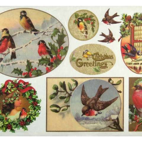 Papir za Decoupage - Christmas greeting birds
