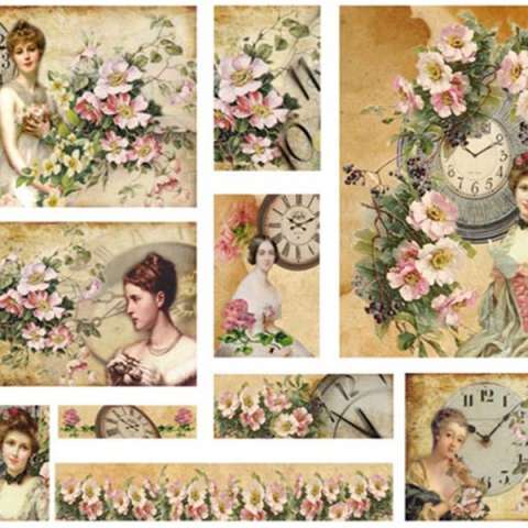 Papir za Decoupage - Woman and Clocks