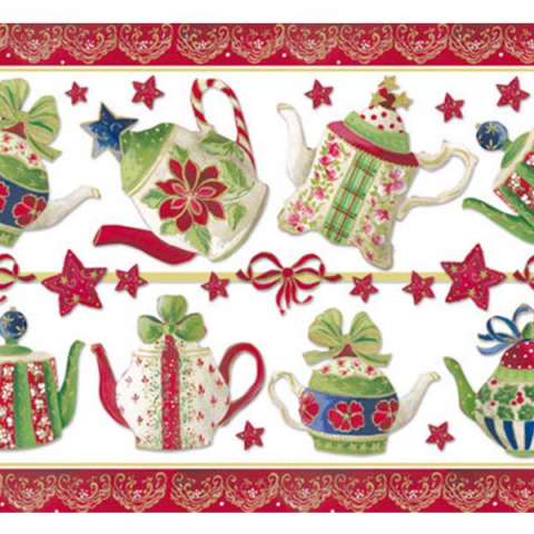 Papir za Decoupage - Gold -X'MAS Tea Pots