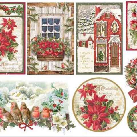 Papir za Decoupage - Poinsettia Christmas