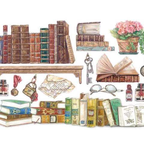 Papir za Decoupage - bookcase tromp