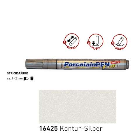 Porcelan Pen Kontur - Silver