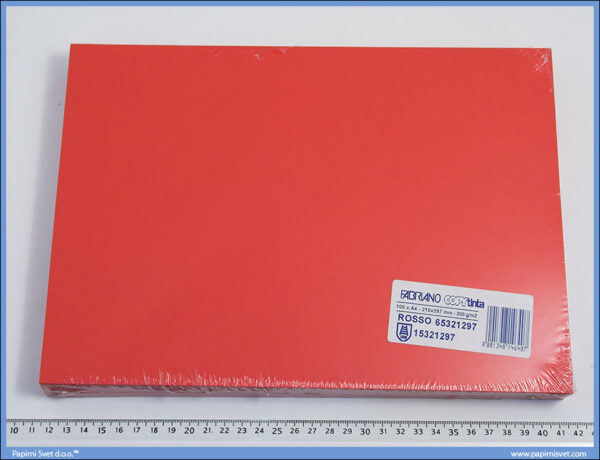 Karton u boji A4 1/100, 200gr ROSSO/CRVENI, Fabriano