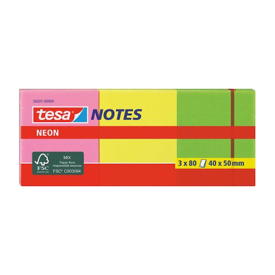 Stick-on blokčići 3x80L NEON NOTES, Tesa