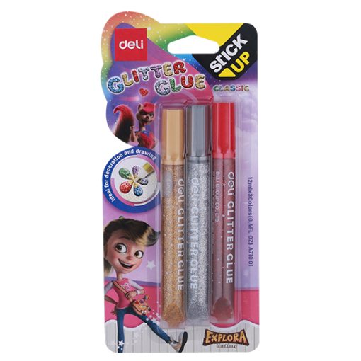 Svetlucavi lepak sa šljokicama 12ml 3 boje GLITTER GLUE STICK UP EA71001, Deli