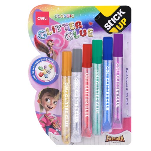 Svetlucavi lepak sa šljokicama 12ml 6 boja GLITTER GLUE STICK UP EA71101, Deli