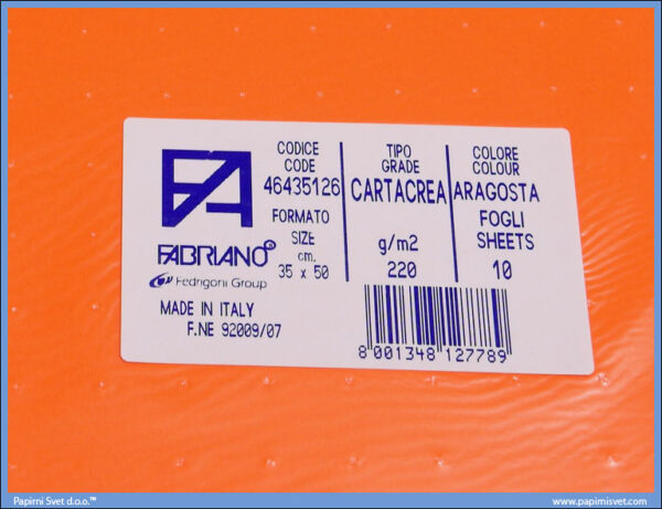 Karton B3 35x50cm ARAGOSTA – JASTOG 1/10, Fabriano