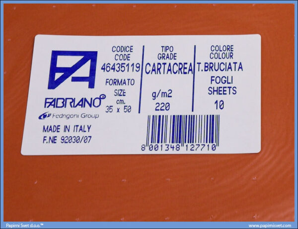 Karton B3 35x50cm braon t.bruciata 1/10, Fabriano