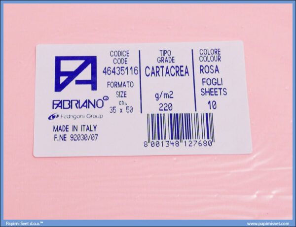 Karton B3 35x50cm ROSA – PINK 1/10, Fabriano
