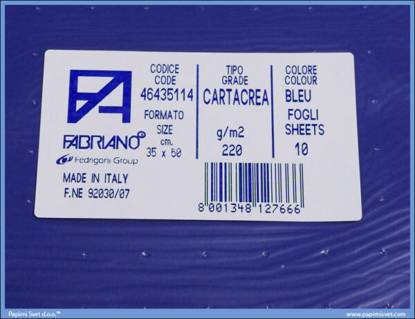 Karton B3 35x50cm teget bleu 1/10, Fabriano