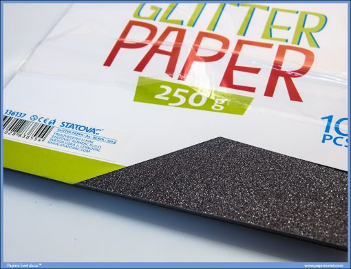 Karton papir GLITER BLACK 250gr CRNI 1/10, Junior