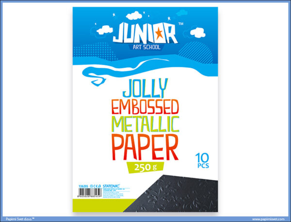 Metalik papir CRNI reljefni Jolly Embossed 250gr A4 1/10, Junior