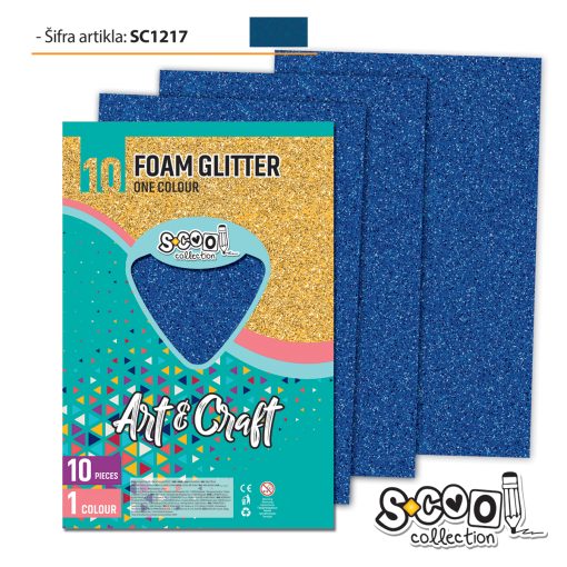 Pena karton A4 EVA GLITTER PLAVI 1/10, S-Cool