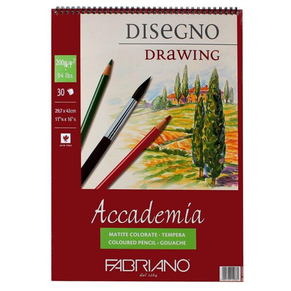 Slikarski blok Accademia Disegno Drawing 200gr 297x420mm SPIRALA 1/30 44202942, Fabriano