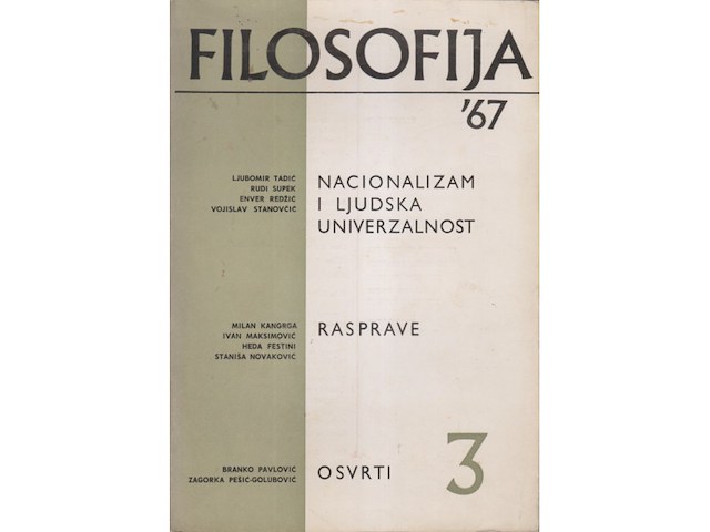 NACIONALIZAM I LJUDSKA UNIVERZALNOST / Filosofija 3/`67