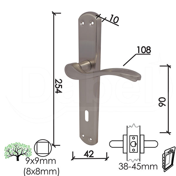 Kvaka šild za vrata JELENA B-Ni 90/42/254/10/108/8/9 Klj