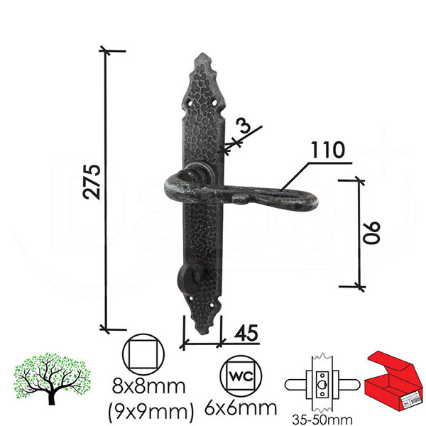 Kvaka šild za vrata MILICA Ac 8×8-6×6/90mm WC