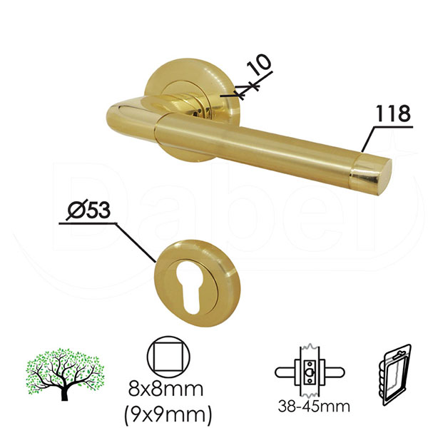 Kvaka rozeta za vrata SOMBOR Ms/Mat-Ms 8×8/fi 53mm Cil