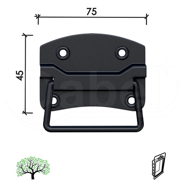 Ručka za sanduk RK1 Crna 75mm DBP1