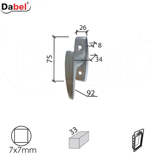 Ručica za prozore MINI-P F1 7×7/33/26x75x8/34/92mm DBP1