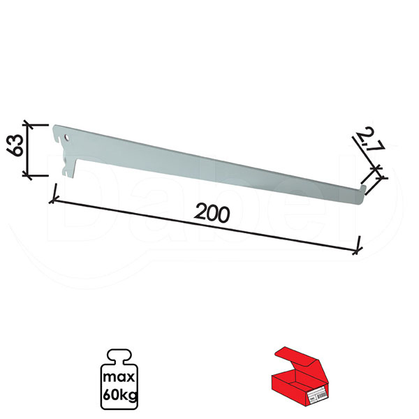 Nosač police modularni N5121 Bela 200/63/2,2mm
