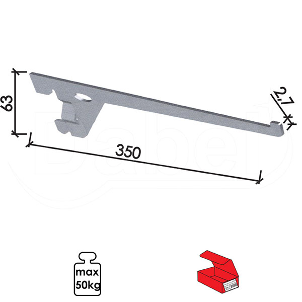 Nosač police modularni N5121 Silver 350/63/2,7mm
