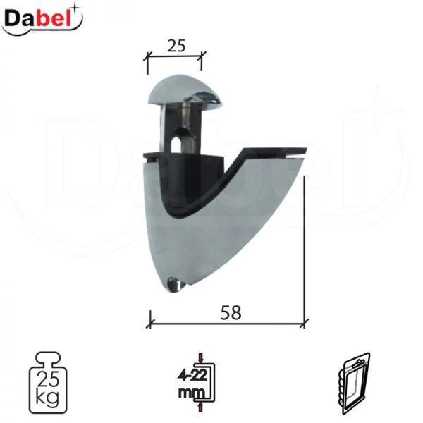 Nosač za staklenu policu N50 B-Ni 25/58/4-22mm 25kg DBP1