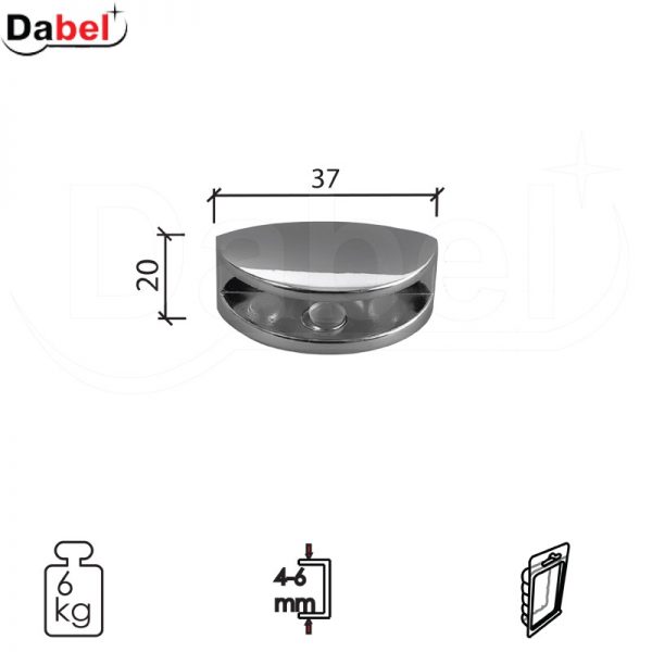 Nosač za staklenu policu N32 Hr 37/20/4-6mm (2kom) 6kg DBP1
