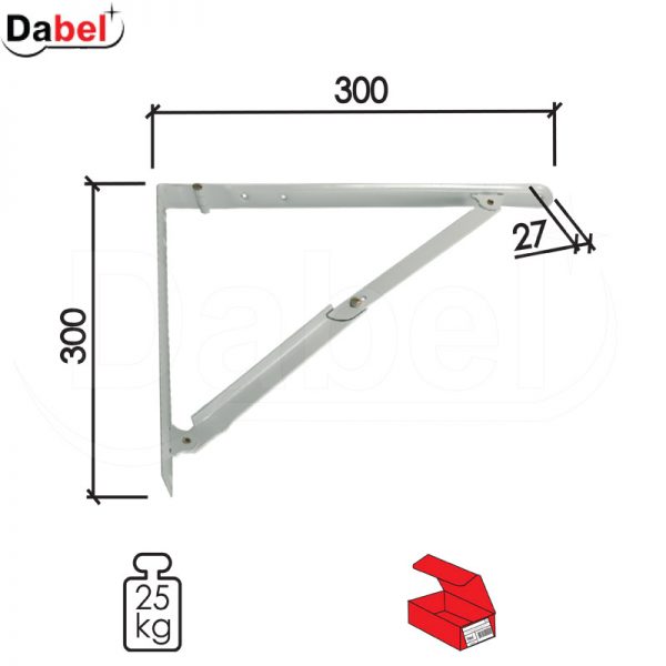 Nosač police preklopni N3 Bela 300×300/27mm 25kg Q