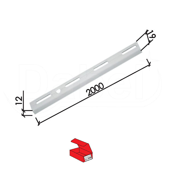 Šina za modularne nosače polica M5000 Bela 2000/19/12mm