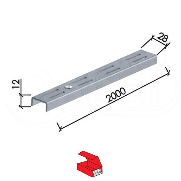 Šina za modularne nosače polica M5820 Silver 2000/28/12mm