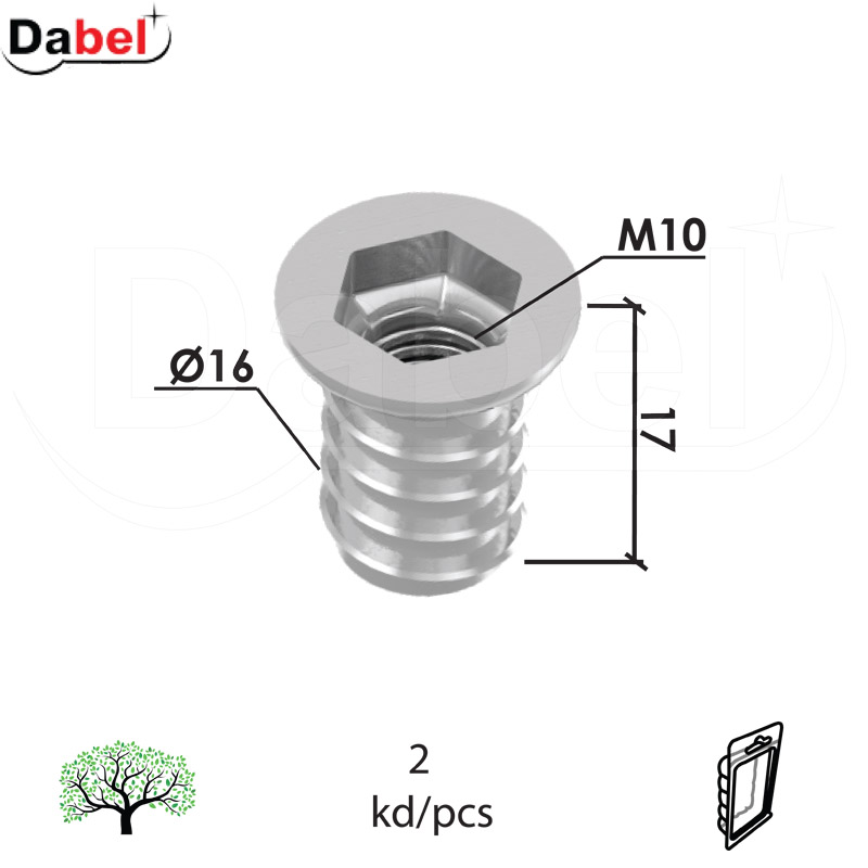 Navrtka tauzer TA1 Zn M10/fi16/L17mm