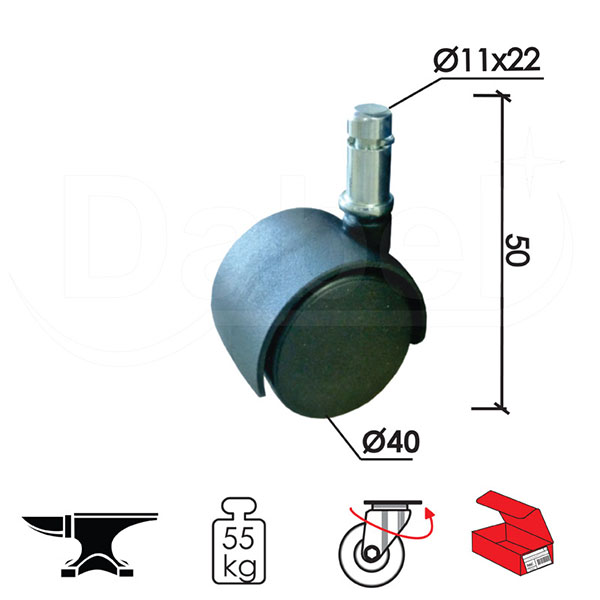 Točkić rotirajući T4105 Crna fi40x50/fi11x22mm