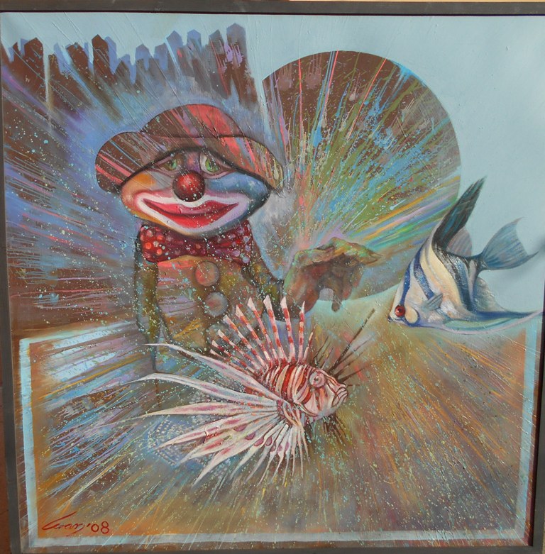 Akvarijum zelja, ulje na platnu, 100×100 cm, Ivan Vanja Milanovic, 600 evra – SNIŽENO -40 % SA 1000 NA 600 EURA