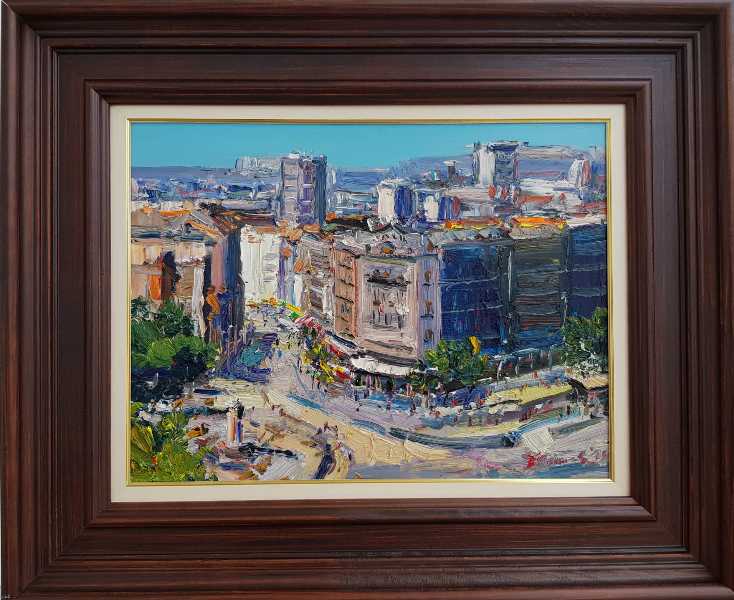 Beograd 8, Đorđe Stanić, ulje na lesonitu, lux ram, sa 47×57 cm, bez 30×40 cm, sertifikat, 140 eura