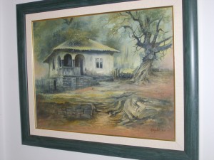 Stara kuća, akademski slikar Miodrag Janković, ulje na platnu, luxuzno uramljena, sa 62×72 cm, bez 50×60 cm, sertifikat, 59000 dinara