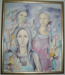 Devojke, ulje na platnu uramljena, Lavrnic Milica, 120 x 100 cm, 1000 evra