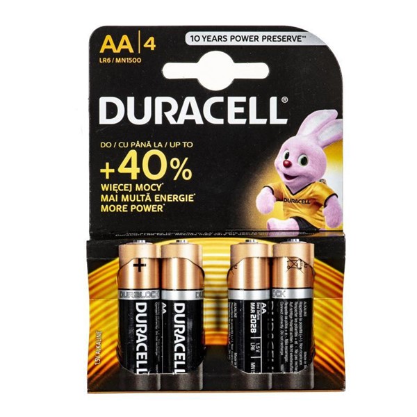 Baterije AA alkalna LR6 Duracell Basic duralock 508188, 1/4