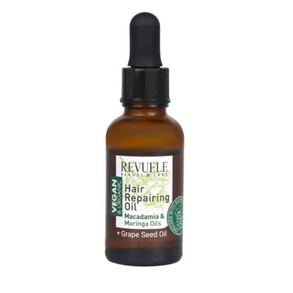 Hranljivo ulje za suvu i oštećenu kosu sa uljima makadamije i moringe REVUELE Vegan&Organic 30ml