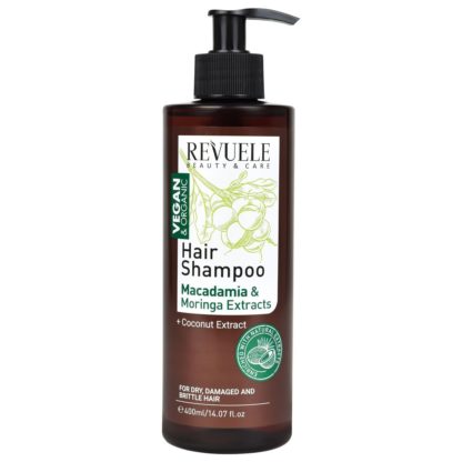 Šampon za suvu i oštećenu kosu sa ekstraktima makadamije i moringa REVUELE Vegan&Organic 400ml