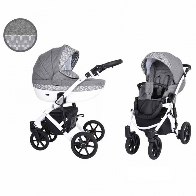 Kunert Mila kolica za bebe - beli ram, set 3u1