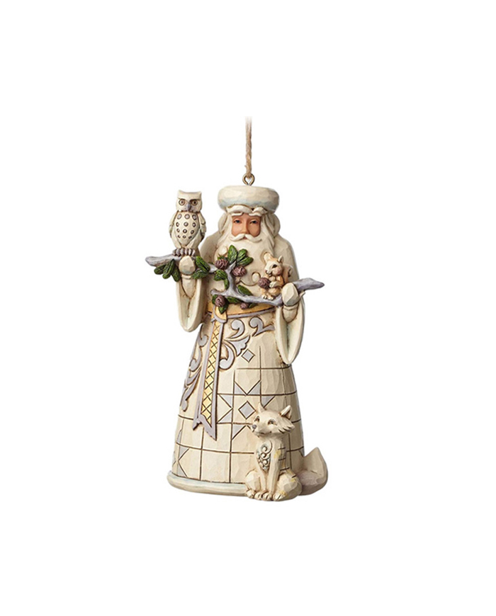 DEČJA IGRAČKA FIGURA HANDMADE WHITE WOODLAND SANTA HANGING Jim Shore