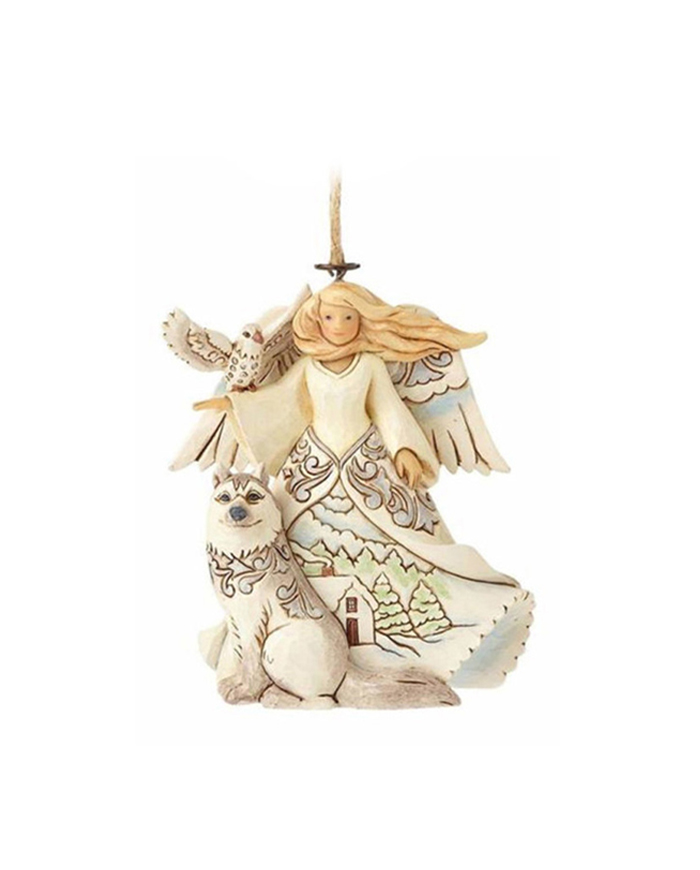 DEČJA IGRAČKA FIGURA HANDMADE WHITE WOODLAND ANGEL HANGING Jim Shore