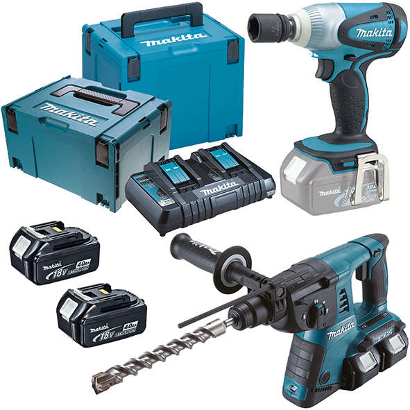 SET Aku. alata bušilica SDS+ i zavrtač 18 V - DLX2098PMJ - Makita